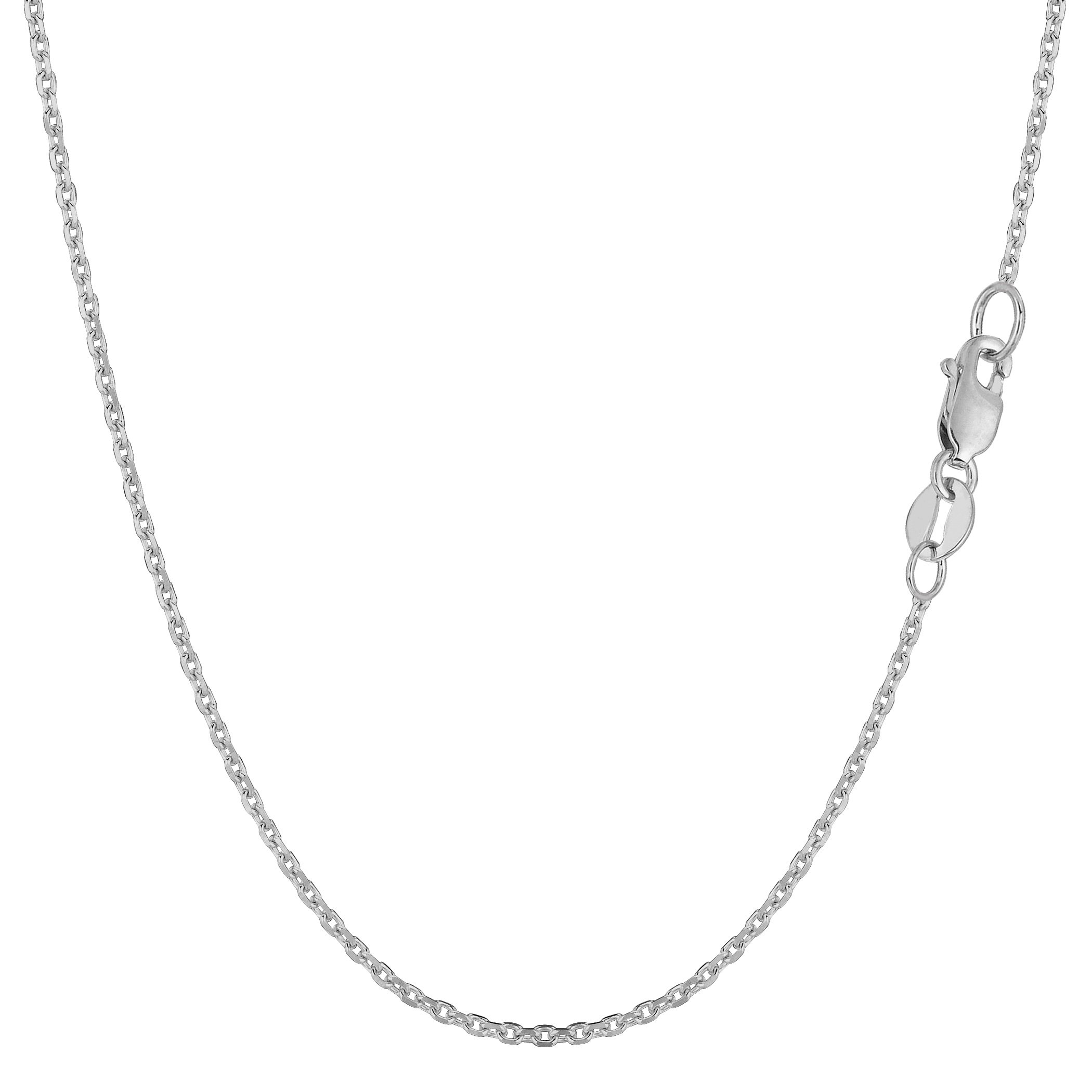 Jewelry Affairs 14k White Real Gold Cable Link Chain Necklace, 1.1mm, 18"