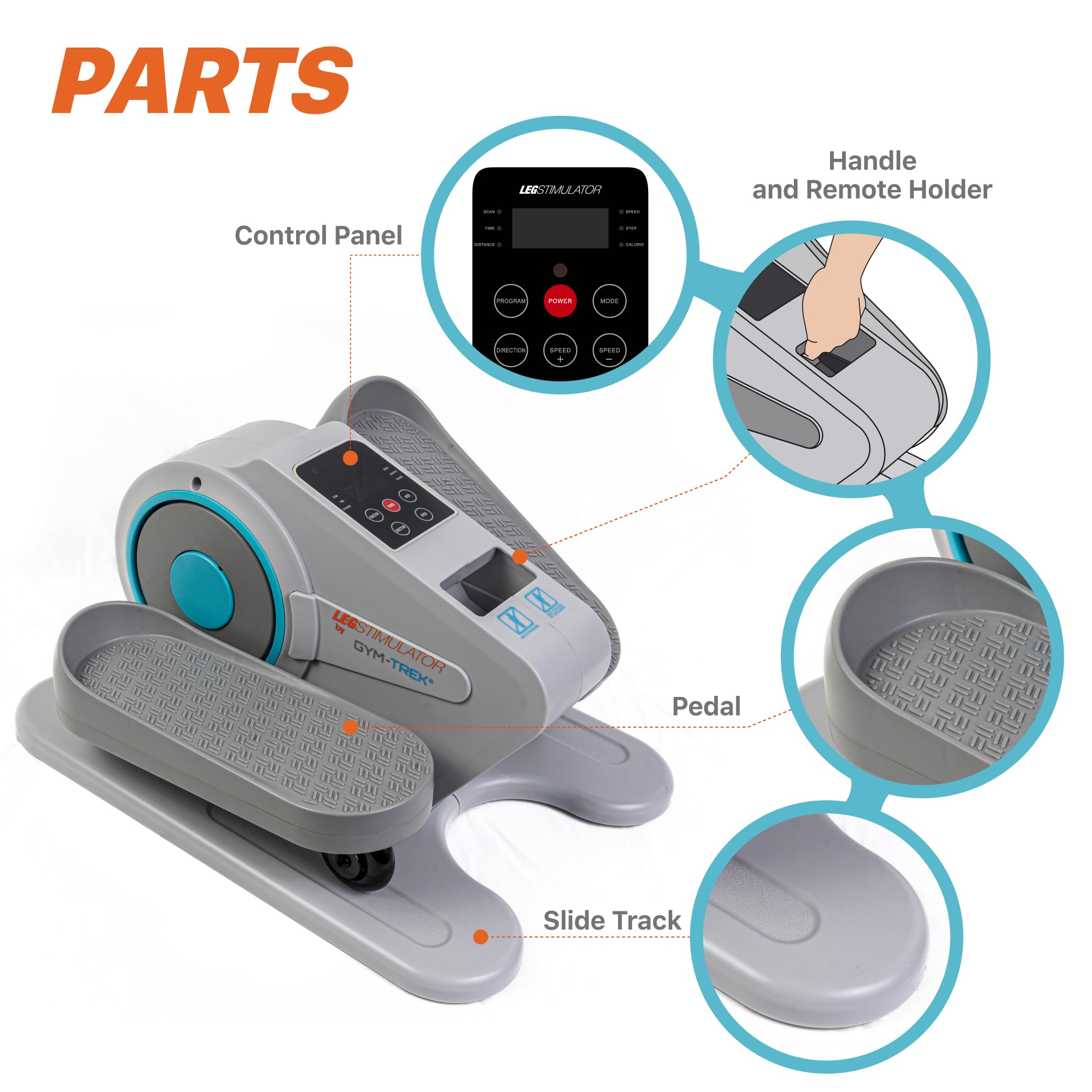 LegStimulator Seated Under Desk Elliptical Electric Machine w Remote Control Portable Trainer Pedal Exerciser LCD Monitor Compact Trainer for Home & Office Gym