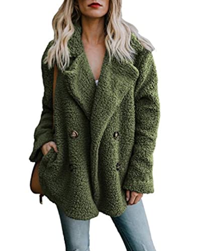 Oodie Hoodie Men Women'S Plush Button Lapel Pocket Coat Jacket Thick Solid Color,Armygreen,M