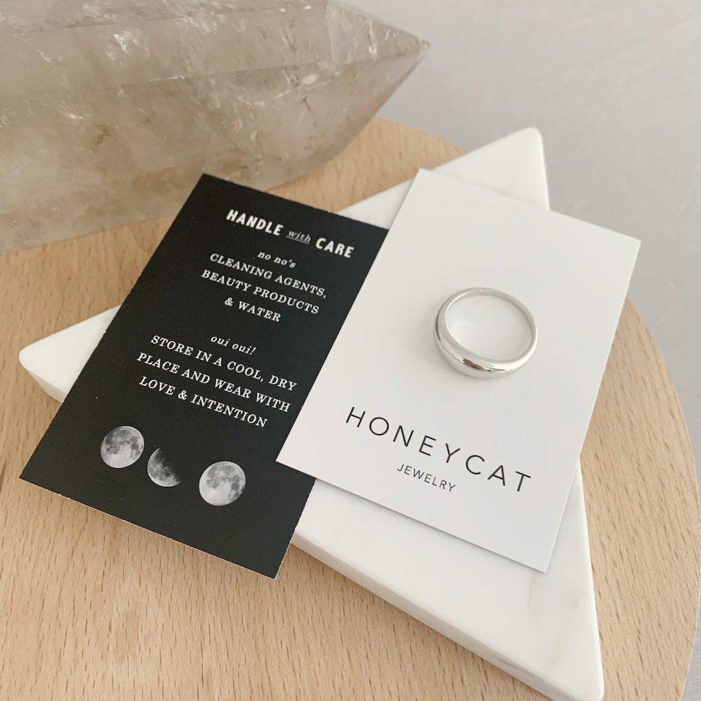Honeycat Dome Top Ring Band in Gold, Rose Gold, or Silver | Minimalist, Delicate Jewelry (Silver, 7)