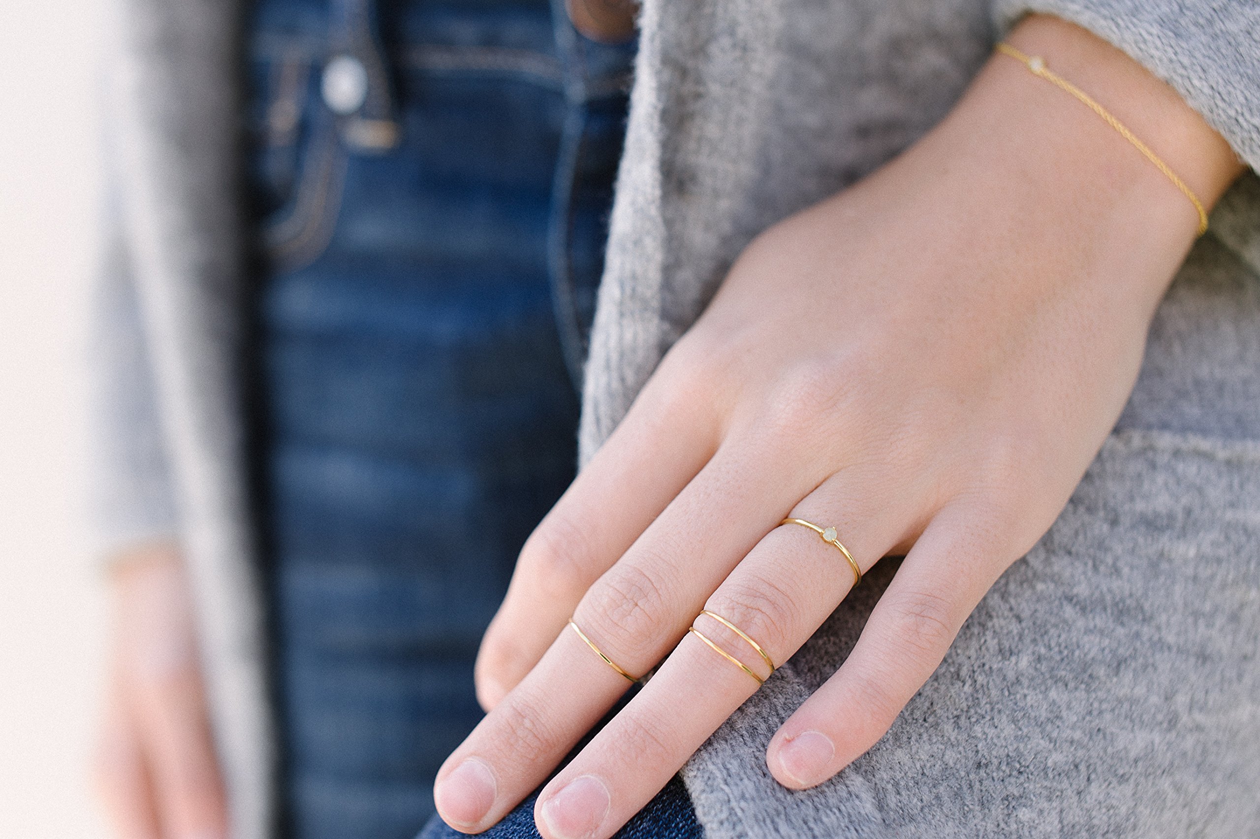 Honeycat Green Jade Point Crystal Ring in 18k Gold Plate | Minimalist, Delicate Jewelry (Gold, 8)