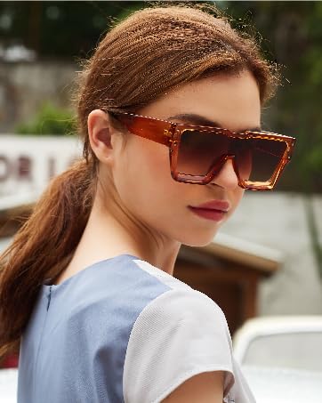 KENBO Oversized Sunglasses for Women Men Trendy Square Sun Glasses One Piece Lens Big Sunglasses