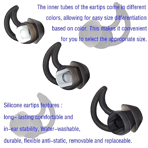 WKYMY Silicone Replacement Earbud Tips Earbud Covers Compatible with Bose QC20 QC20i SoundSport SIE2i IE2 IE3 Headphone Ear Tips Rubber Tips 3 Pairs S M L