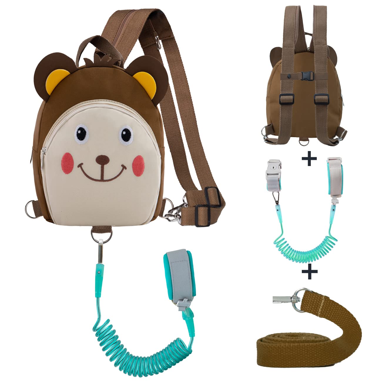 Toddlers Leash Convertible Chest Bag Mini Backpacks with Child Kids Anti-Lost Wristlets Wrist Link (Monkey)