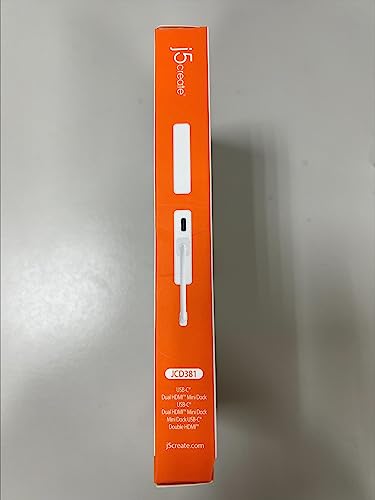 j5create USB-C Mini Dock- Type C Hub with 2X HDMI, 2X USB 3.0, Ethernet, Power Delivery 2.0 (JCD381)