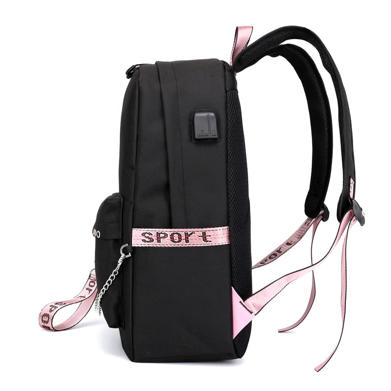wtiyhzu Girls Lightweight Backpack Casual USB Backpack Portable Laptop Computer Bag Durable Teens Book Bag (17 in)