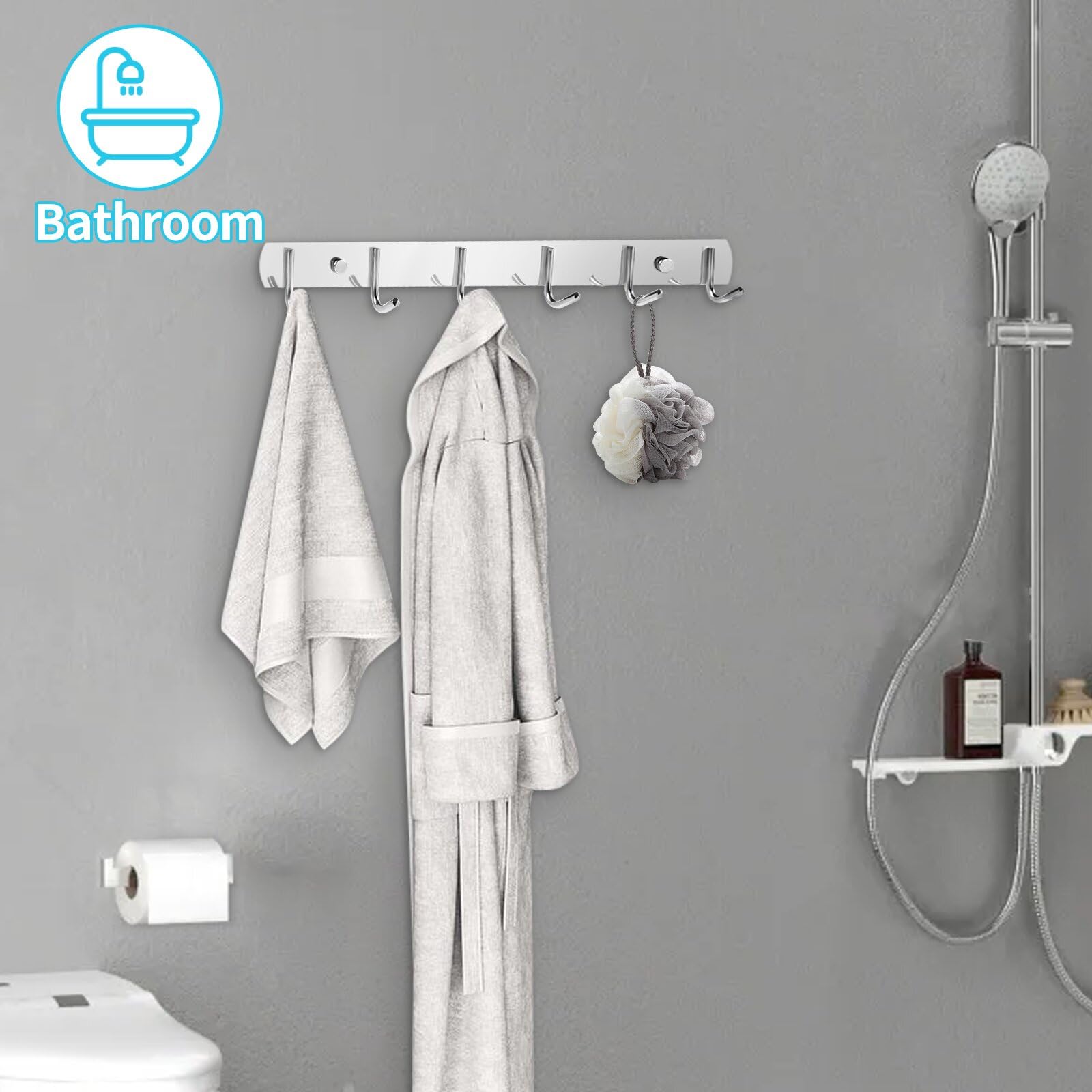 zmnklry Coat Rack Wall Mount, 6 Hook Coat Rack, Premium Stainless Steel Coat Rack Wall Mount, Upgrade Coat Hooks Wall Mount, Wall Mount Coat Rack, Wall Mount Coat Rack, Coat Racks (2-Pack)