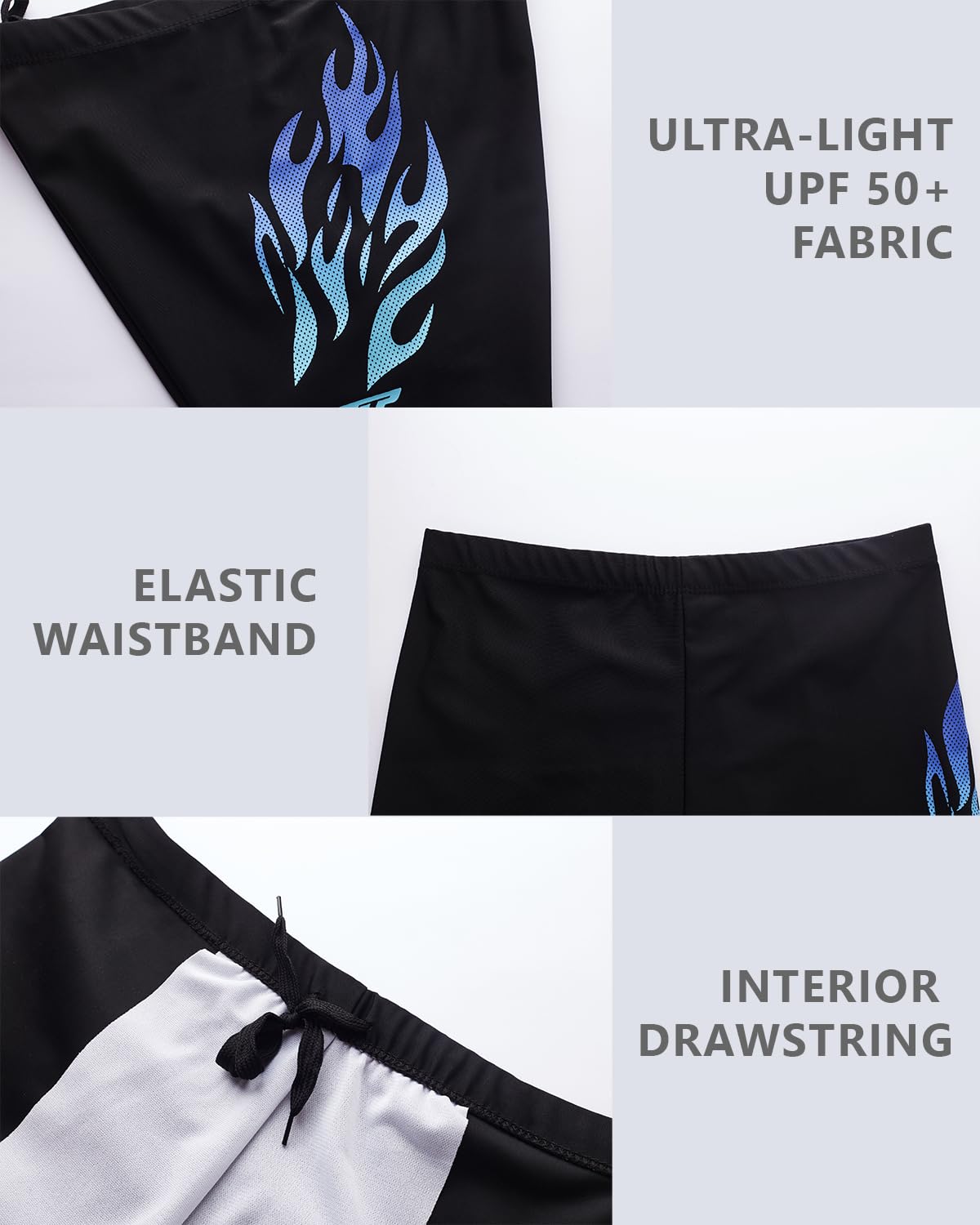 KANAV Men's Athletic Square Leg Swimsuit Jammers Durable Compression Swim Briefs Training Bathing Swimming Shorts Black/Blue