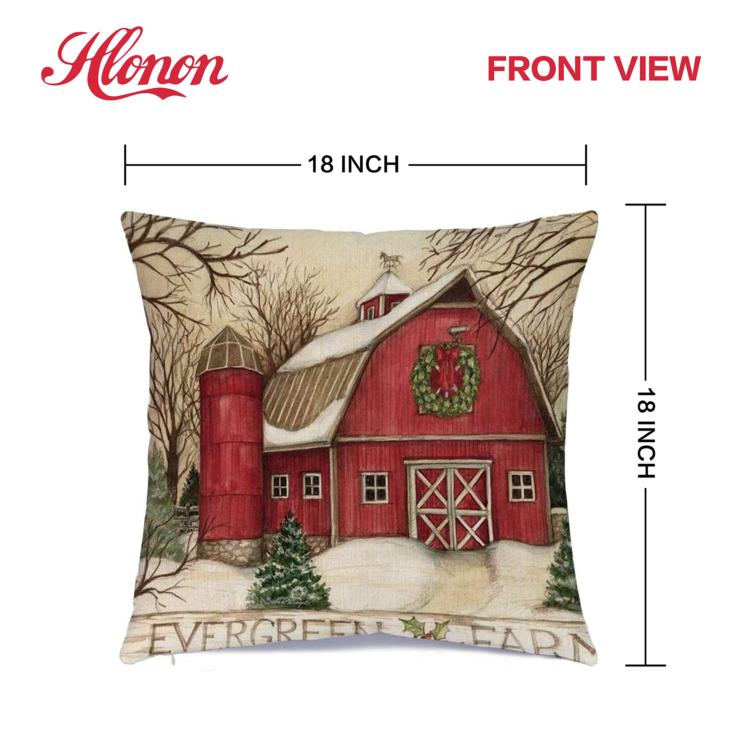 Hlonon Christmas Decorations Christmas Pillow Covers 18 x 18 Inches Set of 4 - Xmas Series Cushion Pillow Cover Custom Zippered Square Pillowcase