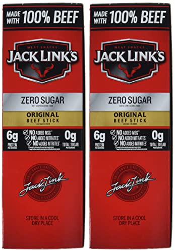 Jack Link's Beef Sticks, Zero Sugar, Original, Bulk Pack - Office Protein Snack, Meat Stick with 6g of Protein, Made with Premium Beef, No Added MSG**, 0.92 Ounce (Pack of 40)