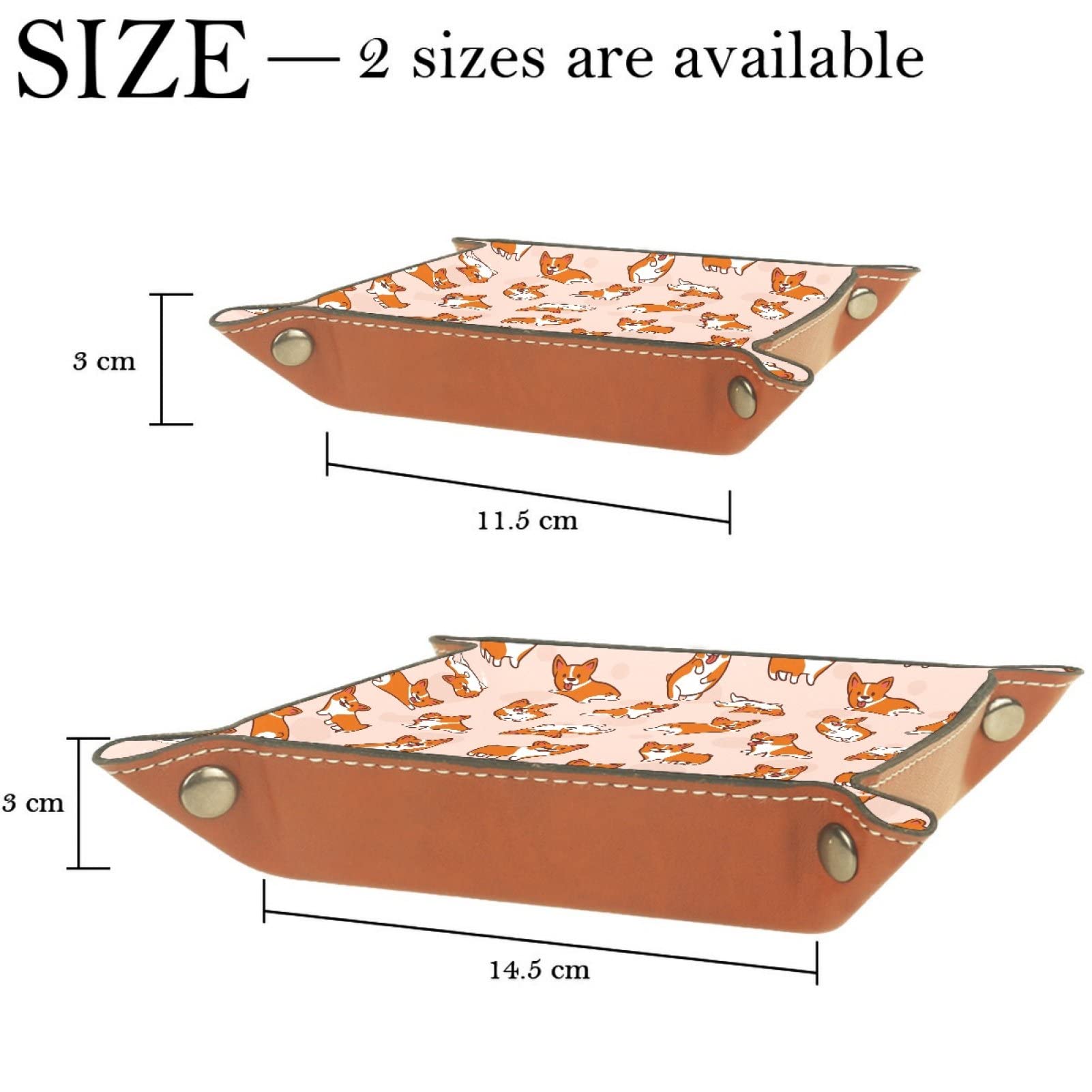 Pink Cute Corgi Folding Dice Tray PU Leather Dice Holder Rolling Trays for RPG Dice Gaming D&D and Other Table Games 8.1x8.1 Inches