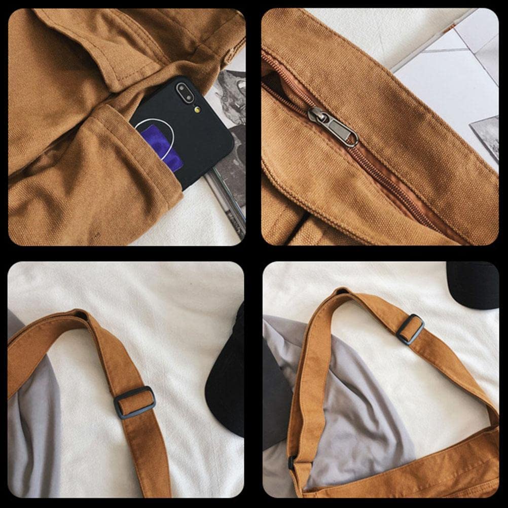 Messenger Bag Unisex Canvas Shoulder Bag Large Capacity Crossbody Bag with Multiple Pockets Vintage Hobo Shoulder Tote Bag (black)