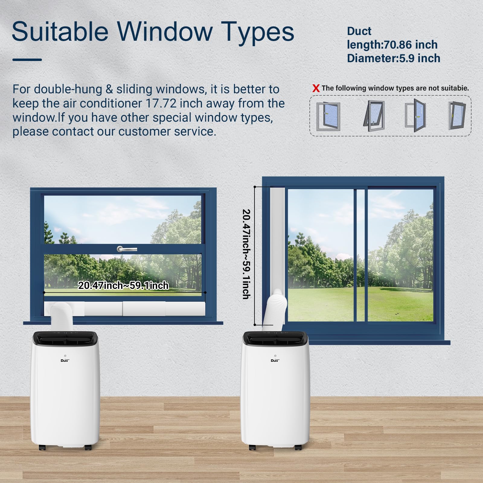 Portable Air Conditioners,12000 BTU(Ashrae) Quiet AC Unit, Built-in Dehumidifier and Fan Modes,Cools up to 300 Sq. Ft,White