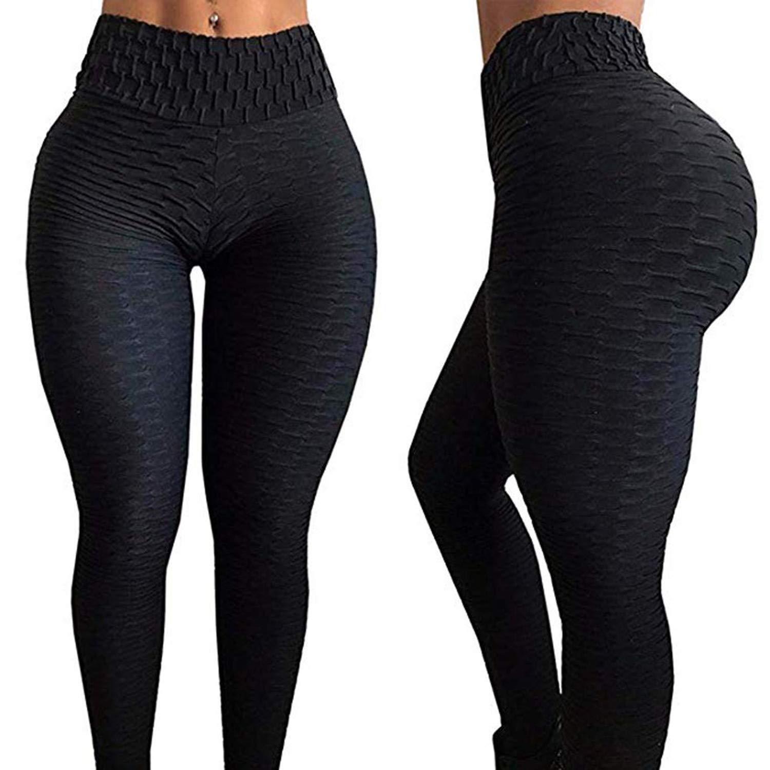 HLZKU Anti-Cellulite Compression Leggings, Women's High Waisted Capris Yoga Pants Cellulite Oppressing Mesh Fat Burner Running Tights Design (Medium, Black)