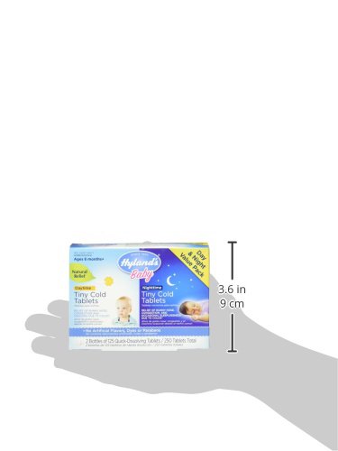 Infant and Baby Cold Medicine, Hyland's Baby Tiny Cold Tablets, Day & Night Value Pack, Decongestant and Cough Relief, 250 Quick-Dissolving Tablets