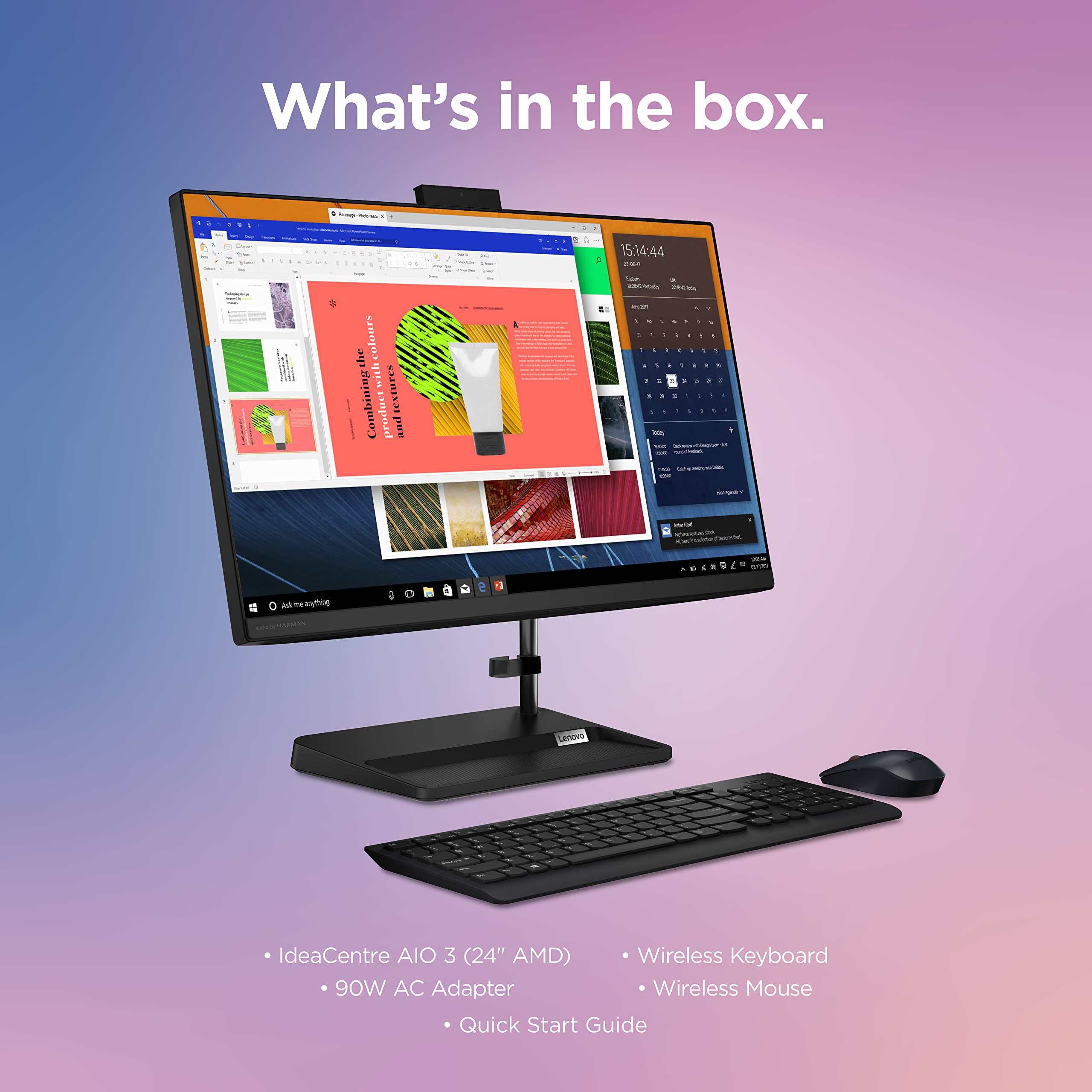 Lenovo IdeaCentre AIO 3-2022- All-in-One Desktop - 23.8" FHD Touch Display - HD 720p Camera - Windows 11 Home - 8GB Memory - 512GB Storage - AMD Ryzen 5 5625U - Black - Mouse & Keyboard (Renewed)