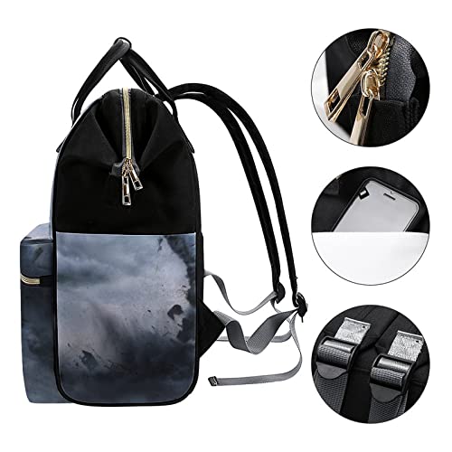 Powerful Tornado Diaper Bag Backpack Large Capacity Mommy Bags Multifunction Nappy Bag Travel Back Pack Black-Style
