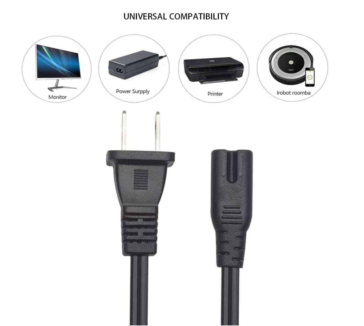PowerHOOD AC Power Cord Compatible with Sony PS3 Slim / PS4 Slim PlayStation 4 / PS5, Xbox Series S, Xbox Series X, Xbox One S/X Game Console Power Supply Cable Replacement