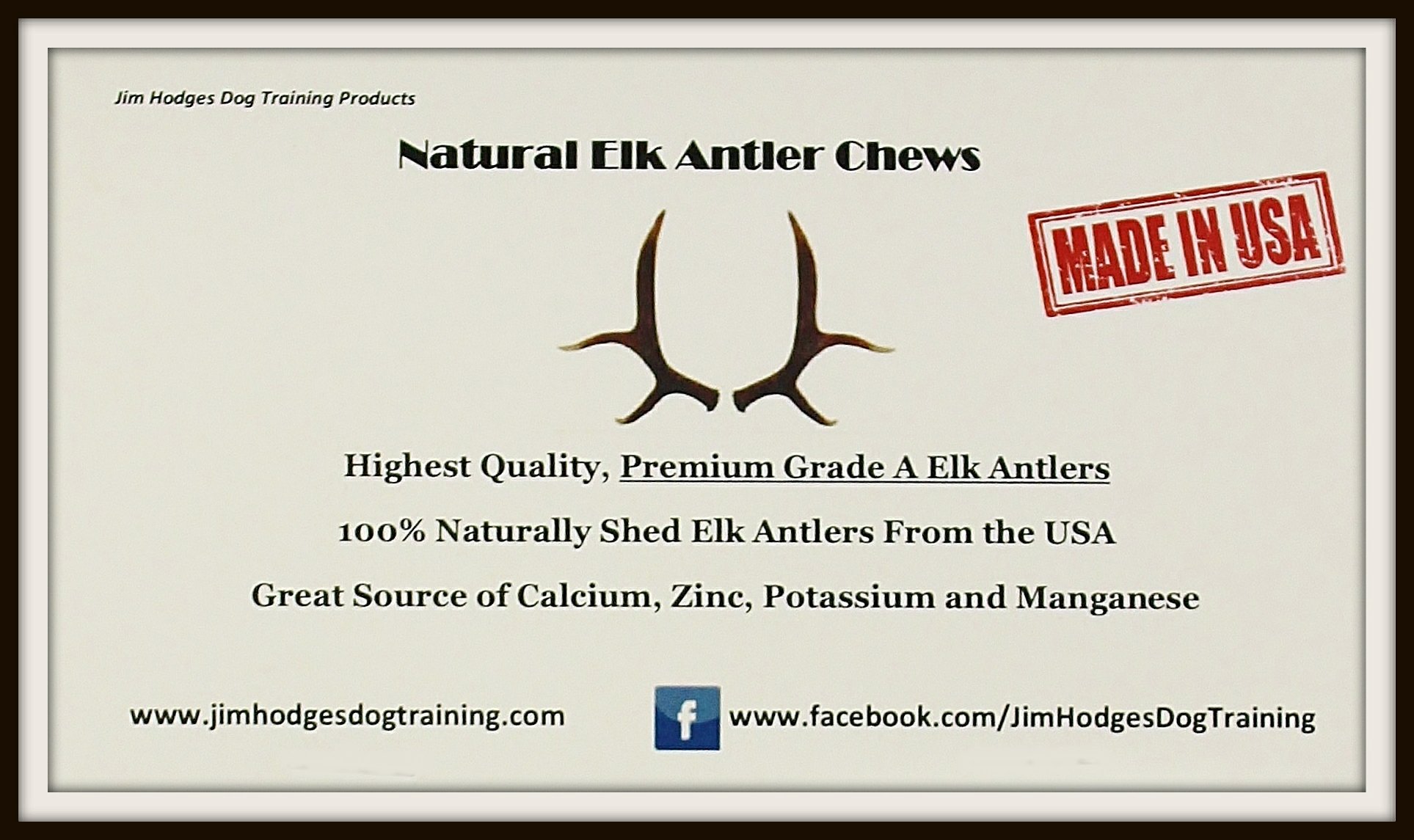 JimHodgesDogTraining Brand - Grade A Premium Quality Elk Antler Dog Chew - Whole and Split Antler Bone Treat - Made in USA - Natural Shed - No Preservatives (Split, Medium 2-Pack)