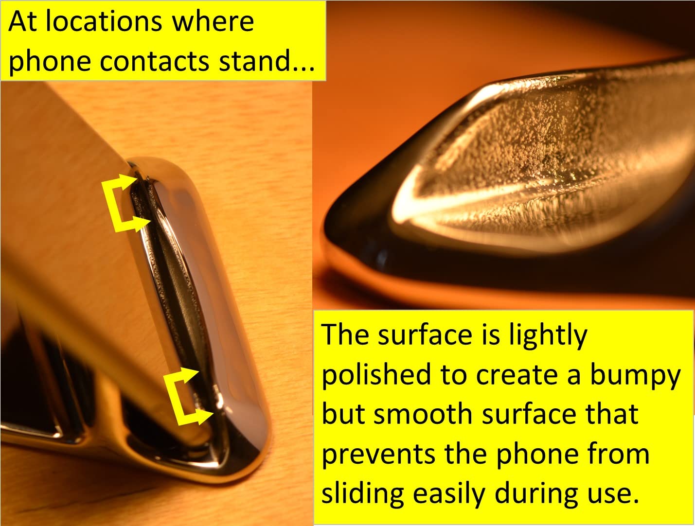 TrueGem Cell Phone or Tablet Stand. 1/2 lb. of Stainless Steel. iPhone, ipad, Cellphone, Mobile Phone Holder for Desk.