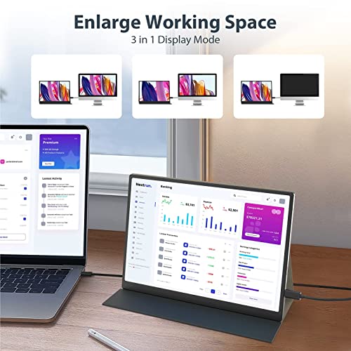 Portable Monitor, 10.5 inch 1920x1280 FHD HDR USB-C Portable Screen Dual USB C Mini HDMI IPS Small Computer Display with Speakers for Laptop PC Mac Surface Xbox Switch PS4/5 with Smart Cover