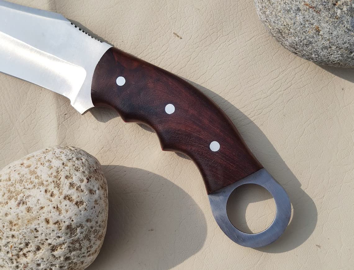 Mega Blades Fexmoo -7253 Custom Handmade D2 Steel Hunting Karambit Knife, D2 Steel 13-Inch Bowie Knife With Sheath, Silver
