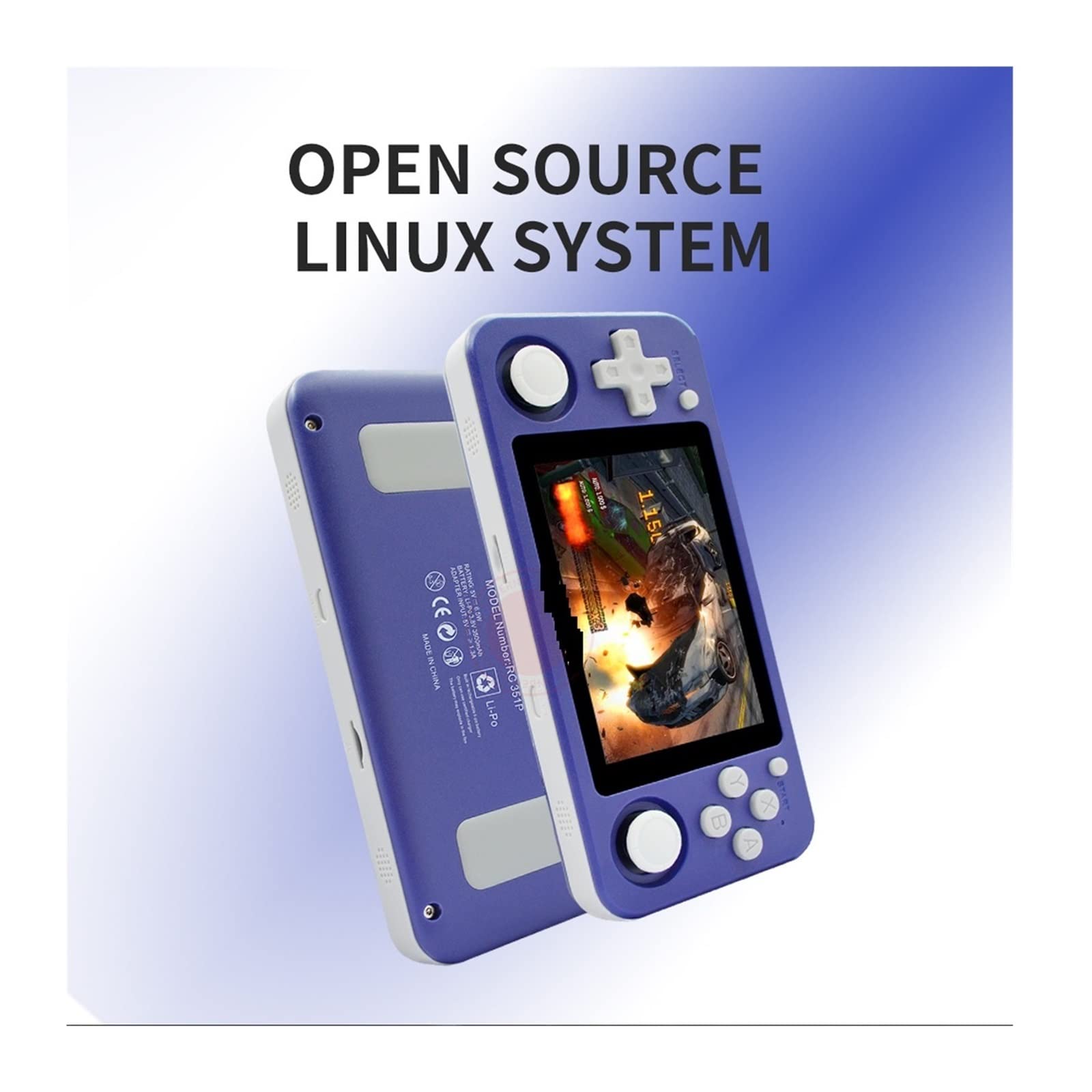 RG351P Retro Game Console Open Source Linux System 3.5 Inch IPS Screen Portable Handheld Game Console Gaming Emulator (Color : 144G White)