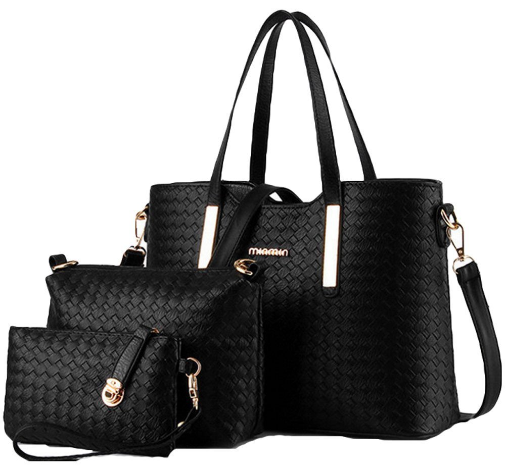 King Ma weave Handbag Purse Bags 3 Piece Set Tote Bag for Lady Women