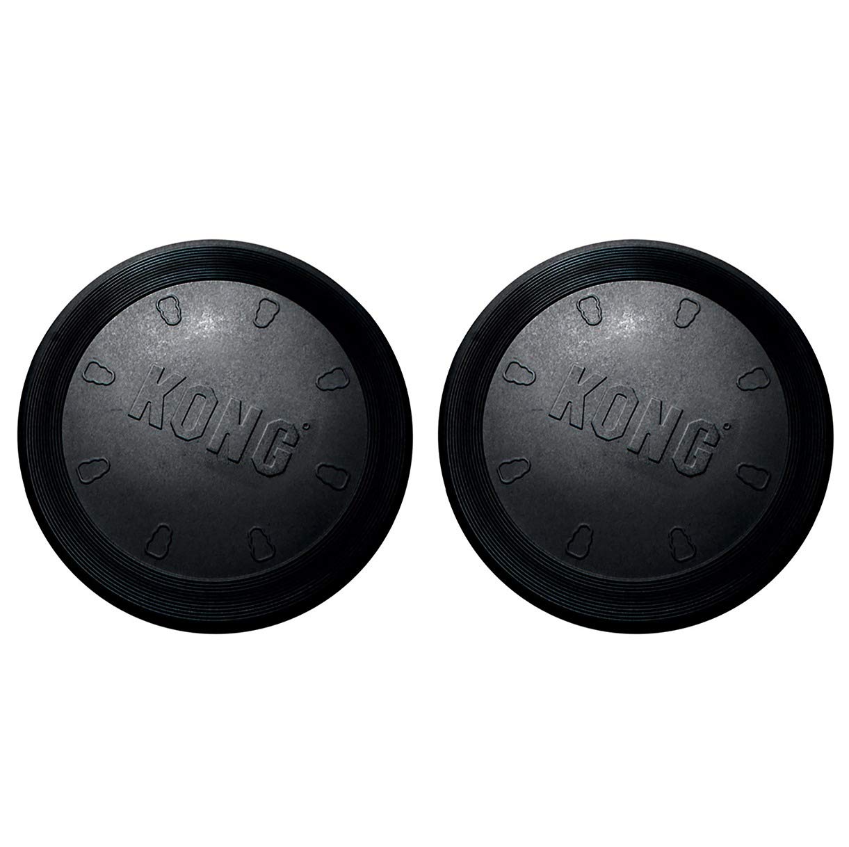 Kong Flyer - Rubber Dog Frisbee, Soft Rubber Dog Fetch Toy for Improving Dogs Mental & Physical Development, Teething, Exercising, Supports Bigger Breeds, Non-Toxic Soft Frisbee, Black (2-pack)