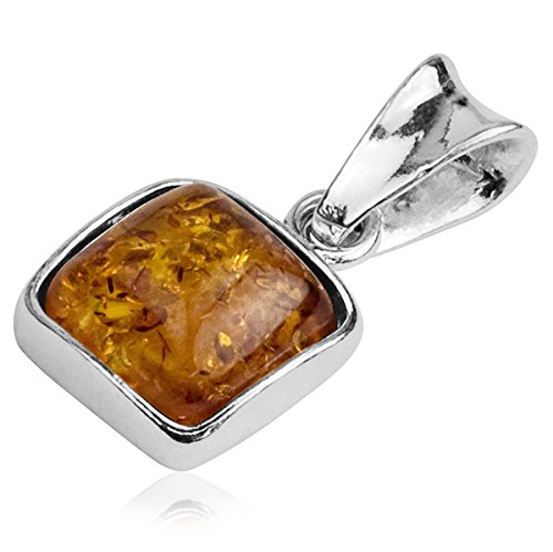 Ian and Valeri Co. Amber Sterling Silver Classic Square Pendant Necklace 18 Inches