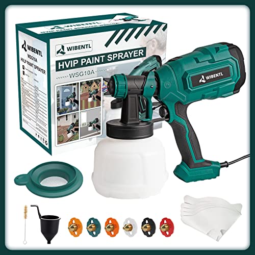 WIBENTL Paint Sprayer, 700W HVLP Electric Paint Gun, with 6 Copper Nozzles & 3 Patterns for Home Interior and Exterior, Furniture, Fence, Walls, DIY Works, Ceiling WSG10A
