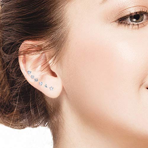 Jstyle 12Pairs Clear Plastic Stud Earrings for Women Acrylic Post Star Heart Rhinestone Ear Studs Piercing Retainers
