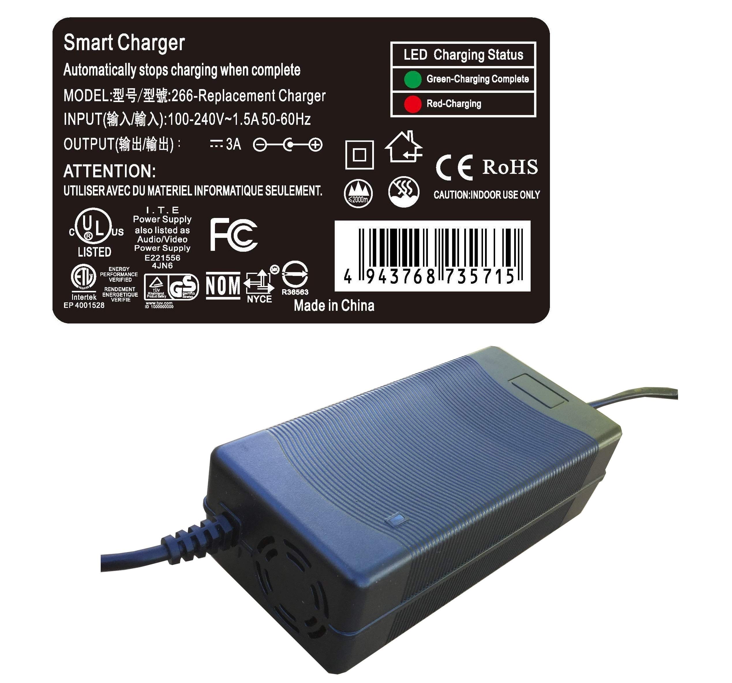 PowerTech Supplier 3 Amp Smart Charger Compatible with HIBOY Titan PRO Electric Scooter