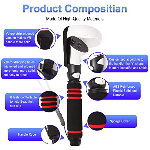 VR Beat Saber Handles,Upgraded VR Dual Handles Extension Grips and Long Stick Handle for Meta/Oculus Quest 2 Controller Playing BeatSaber Games and VR Game