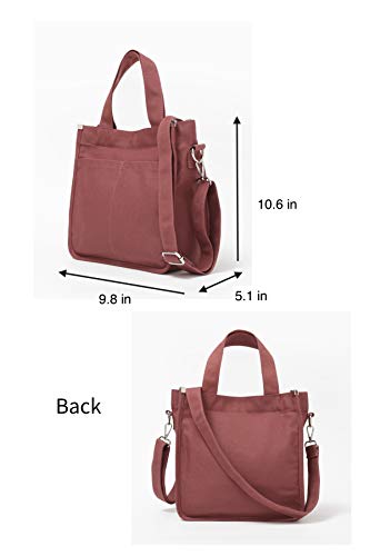 Jeelow Small Canvas Tote Handbag Shoulder Crossbody Bag Purse With Zipper & Pockets For Men & Women (Black)