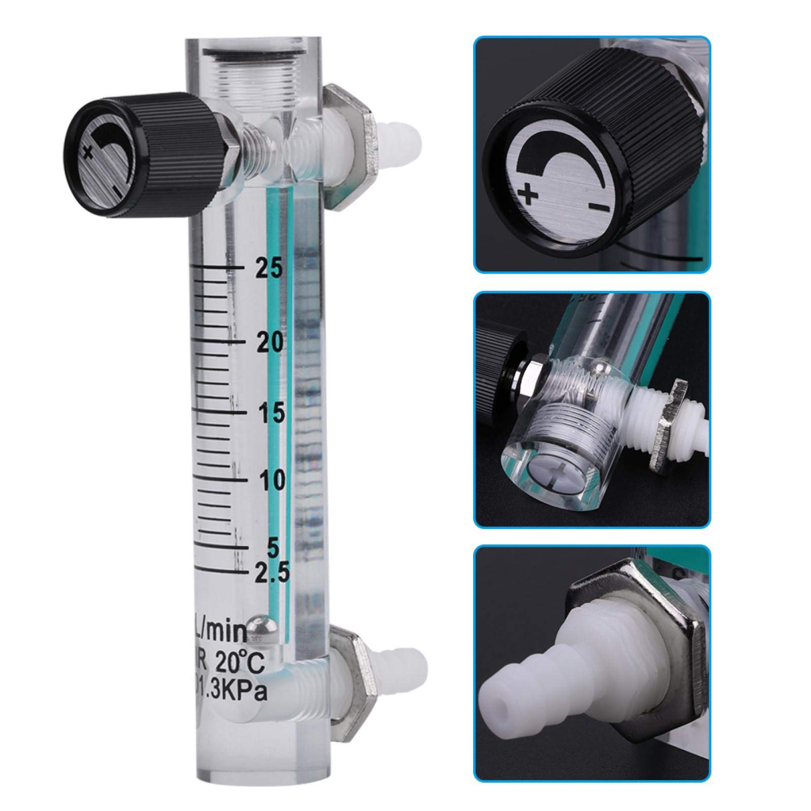 Tube Type Acylic Flowmeter, Air Flowmeter Oxygen Flowmeter,LZQ-5 Flowmeter 2.5-25 LPM Flow Meter with Control Valve for Oxygen/Air/Gas