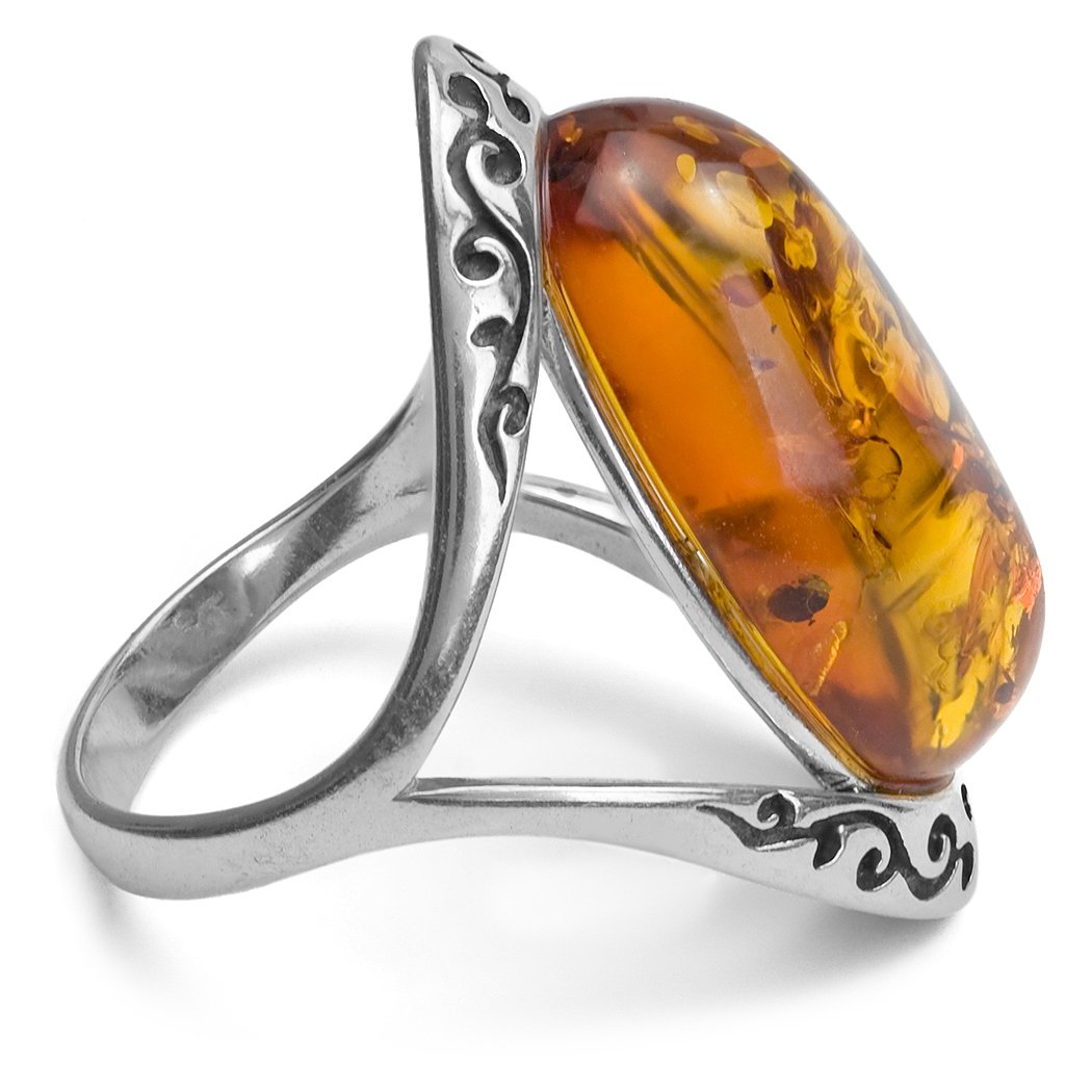 Ian and Valeri Co. Amber Sterling Silver Large Ring Oval