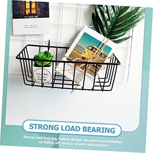 Unomor 2 Sets Shelf Black Storage Baskets Garage Storage Organizer Pegboard Shelves Hanging Wall Basket Wire Wall Shelves Desk Pegboard Storage Baskets for Shelves Wire Tray Wrought Iron