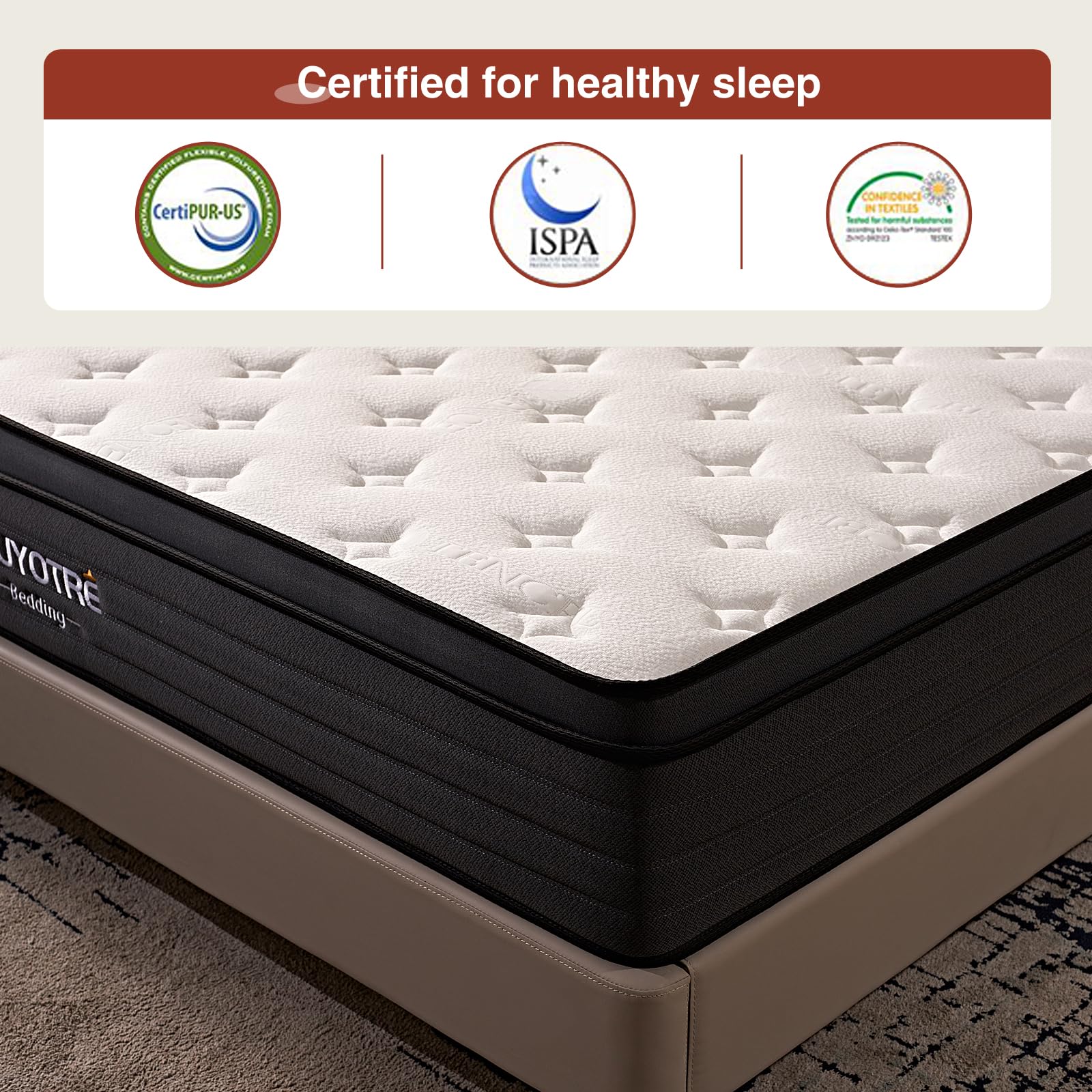 WUYOTRE Queen Mattress, 12 Inch Queen Size Hybrid Mattress in a Box,Cooling Memory Foam Bed Mattresses with Independent Spring,Soft and Breathable,Back Pain Relief,CertiPUR-US,Medium