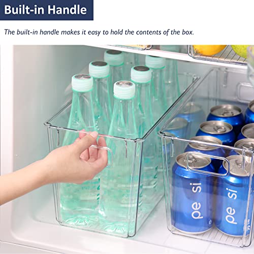 Moretoes 4 Pack Clear Plastic Storage Organizing Bins with Lids, Kitchen Organization Cabinet Fridge Organizer, Pantry Organization and Snack Storage Bins