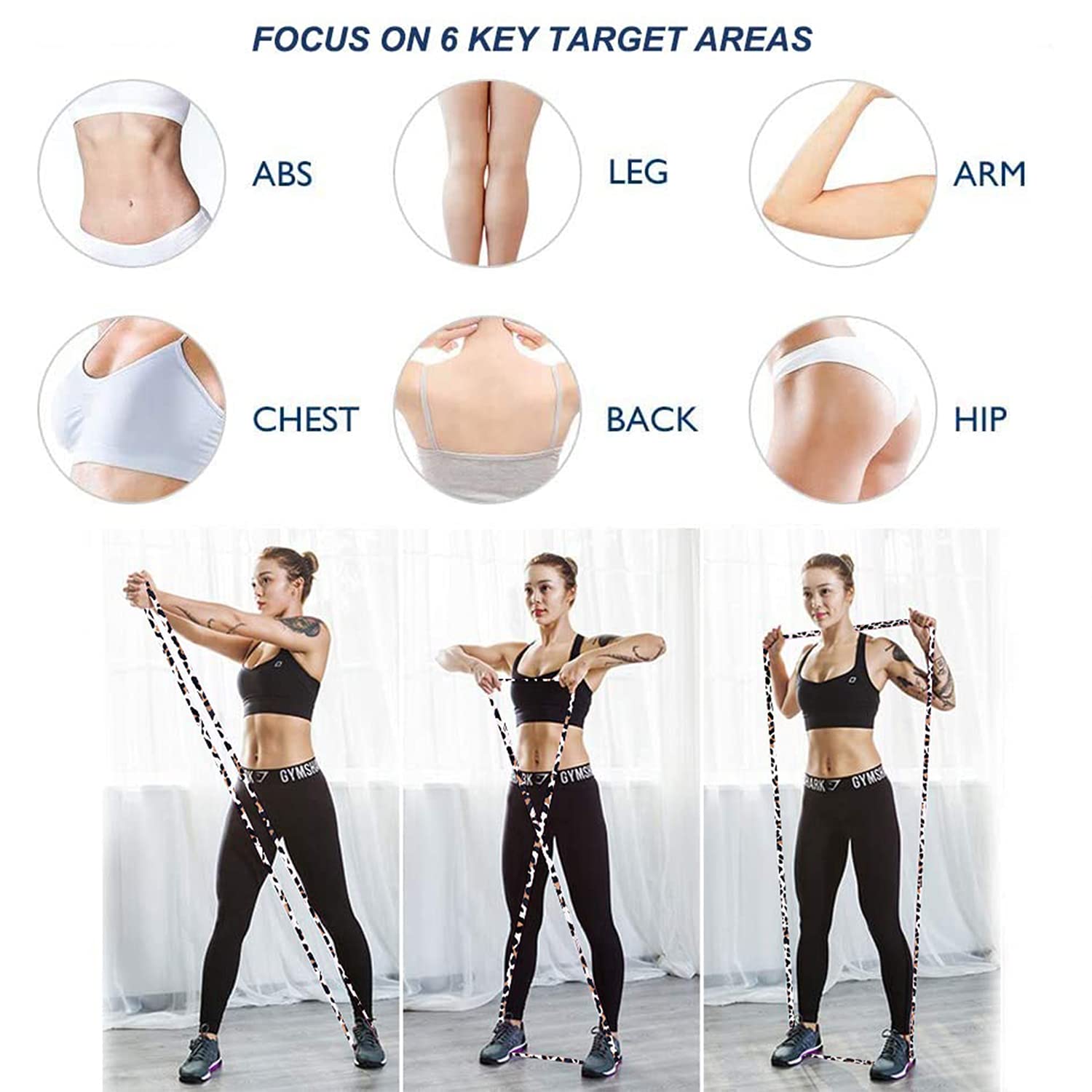 Leopard Print Resistance Bands Set, Fabric Resistance Bands Women with 3 Levels Long Stretch Fitness Loop Band Pull Up Bands Home Gym