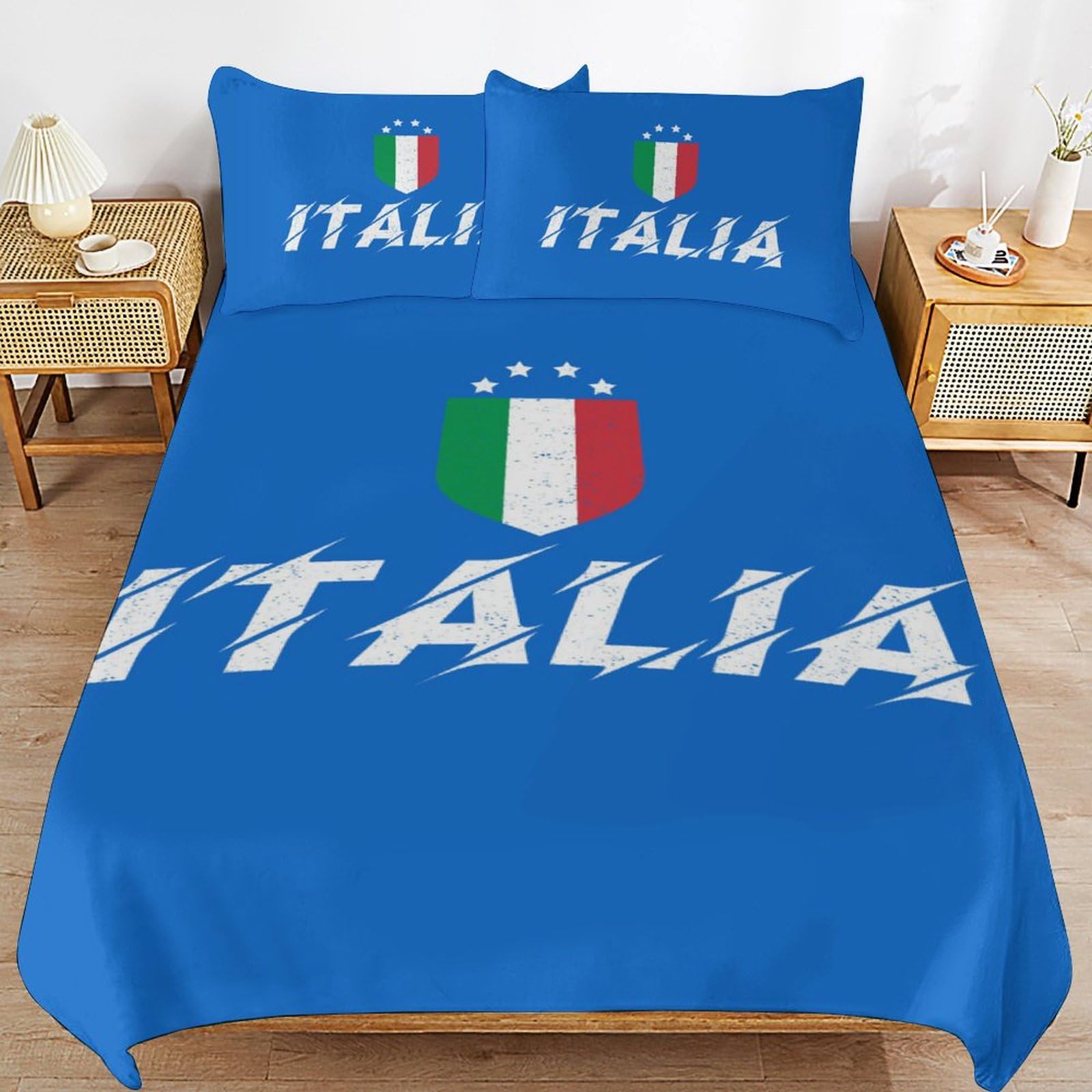 Wvutklf Italian Flag National Bedding Comforter Sets Lightweight Ultra Soft Comforter Bedding Set 3 Pieces (1 Duvet Cover, 2 Pillowcases) with Zipper Closure