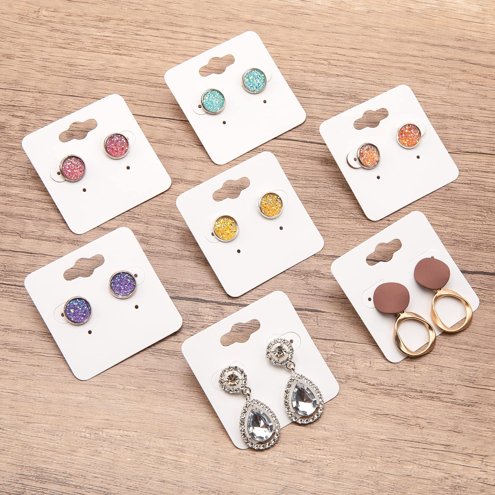 jijAcraft 100Pcs Earring Cards - 2" Kraft Earring Display Cards for Selling - Blank Paper Cards with 6 Holes for Earring Display Holder - Hanging Display Cards for Earring, Jewelry DIY Crafts(2"x 2")