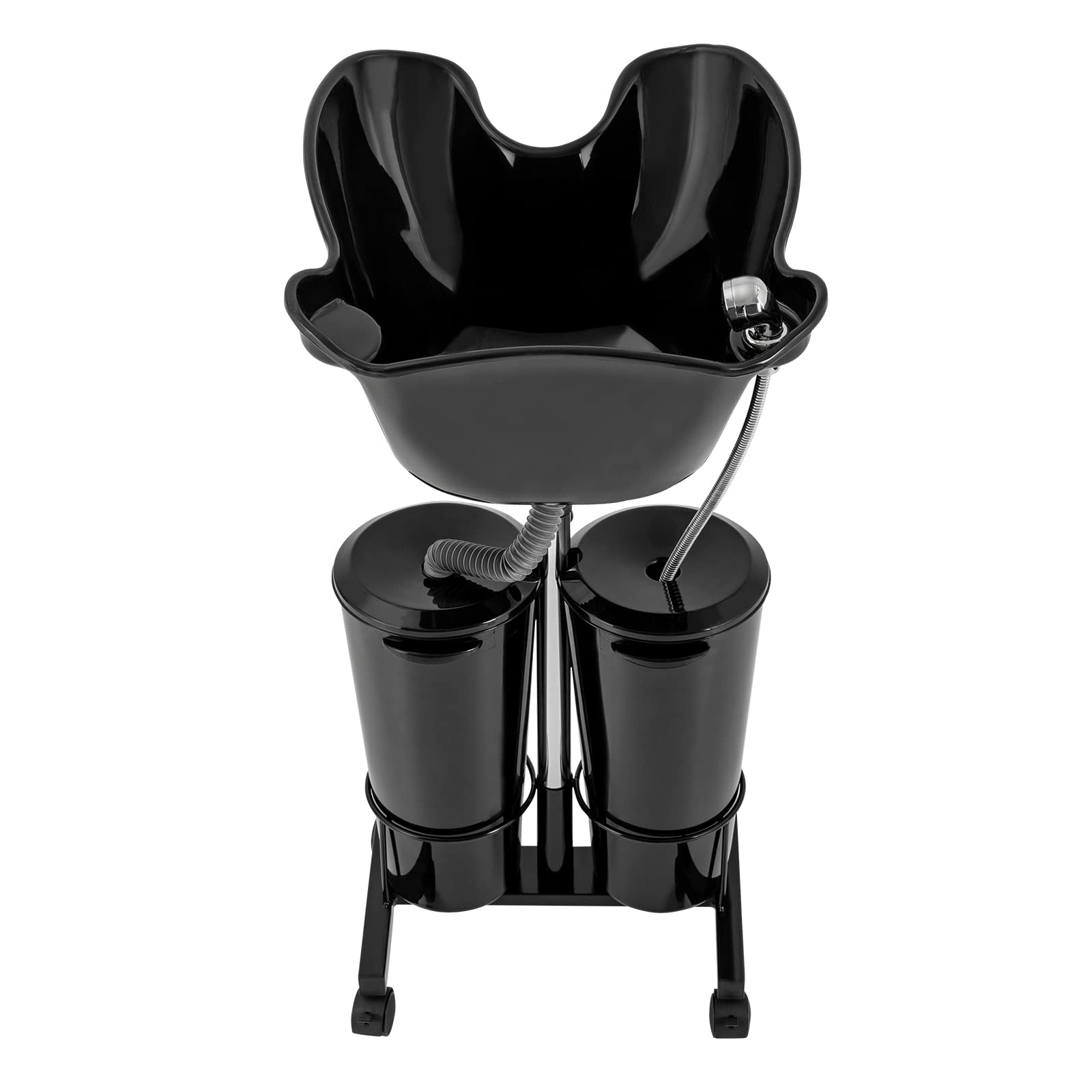 Portable Plastic Shampoo Unit with Electric Pump | with 2 Bucket and Drain Hoses | Basin Height Adjustable | Barber and Stylist Hair Salon Accessories