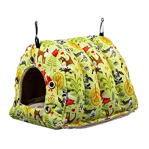 Yajuyi Winter Parrot Cage Hammock Parrots Bird Bed Perch Swing Birdcage Accessories Parrot Shed Birds Hanging Nest for Finches Cockatoo Bluebirds, M