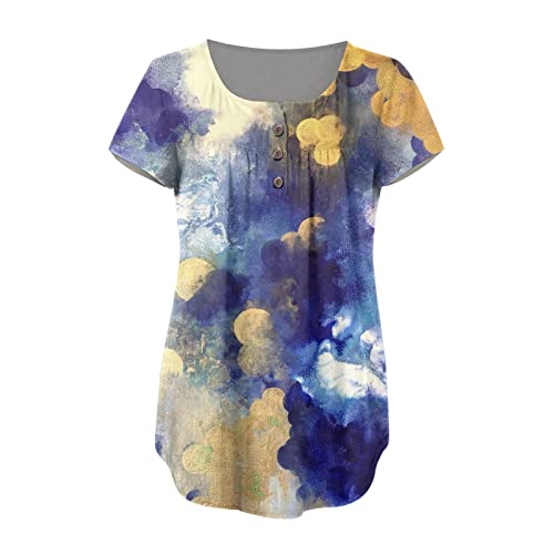 Womens Henley V Neck Casual Blouse, V Neck Short Sleeve Button Up Blouse Women's Tops Henley Hide Belly Tops Long Sleeve Flowy Swing Shirts
