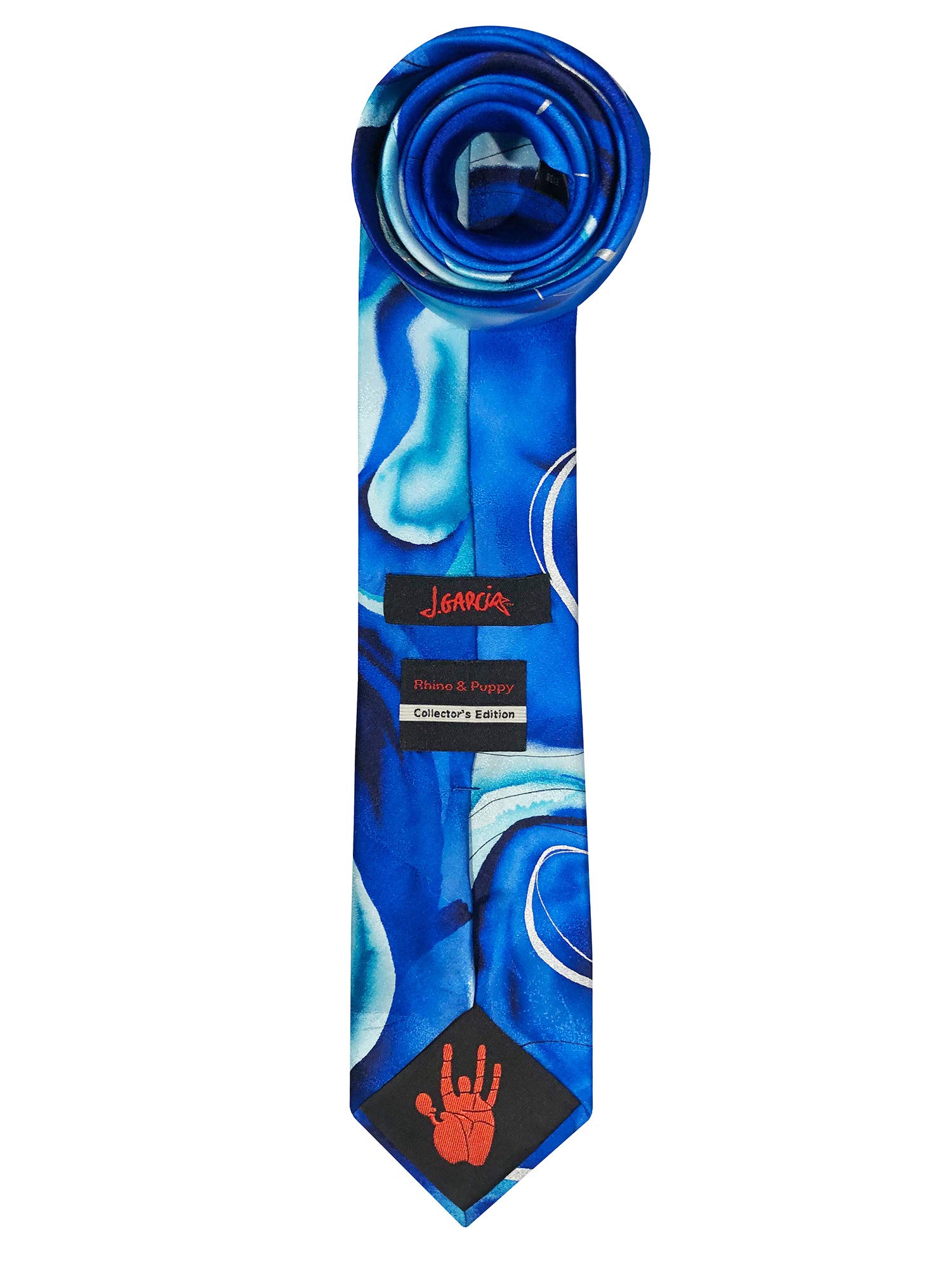 Jerry Garcia Collector's Edition Men's Rhino and Puppy Artwork Regular Length Neck Tie - Aqua