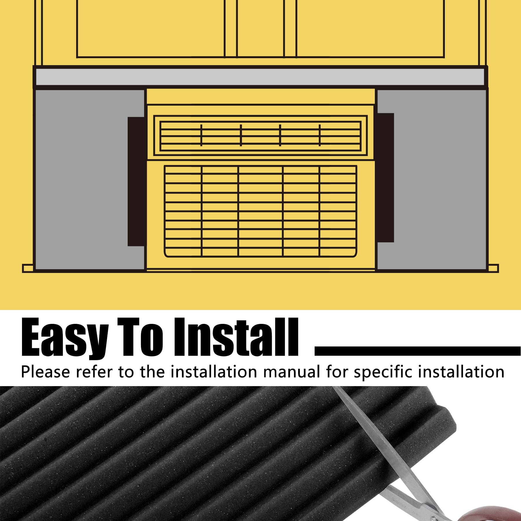 Powrocket Window Air Conditioner Foam Insulated Panels, 17" H x 9" W x 7/8" T Window AC Side Panel Kit with Air Conditioner Foam Insulating Strip,3.2 Ft x 1 Roll