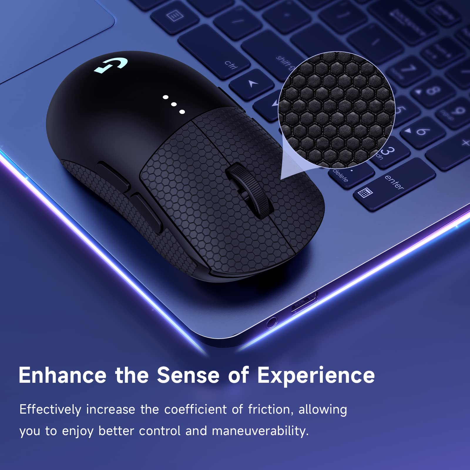JINGDU Gaming Mouse Anti Slip Grip Tape and Mouse Feet Set Compatible with Loogitech 305 LIGHTSPEED Wireless Gaming Mouse, Gaming Mouse Skin with Mouse Feet, Mouse Anti Sweat Grip, Black X