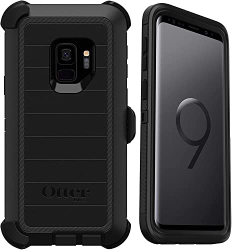 OtterBox Defender Series Rugged Case & Belt Clip Holster for Samsung Galaxy S9 (ONLY) Non-Retail Packaging - Black - with Microbial Defense